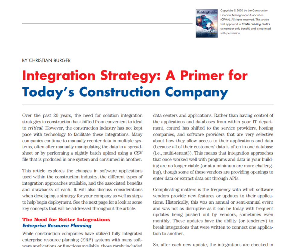 Integration Strategy for Construction | Burger Consulting Group